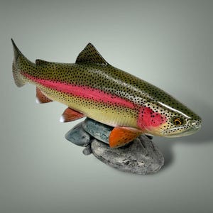 Rainbow Trout Sculpture Fishing Gift for Angler Fisherman Art Home ...
