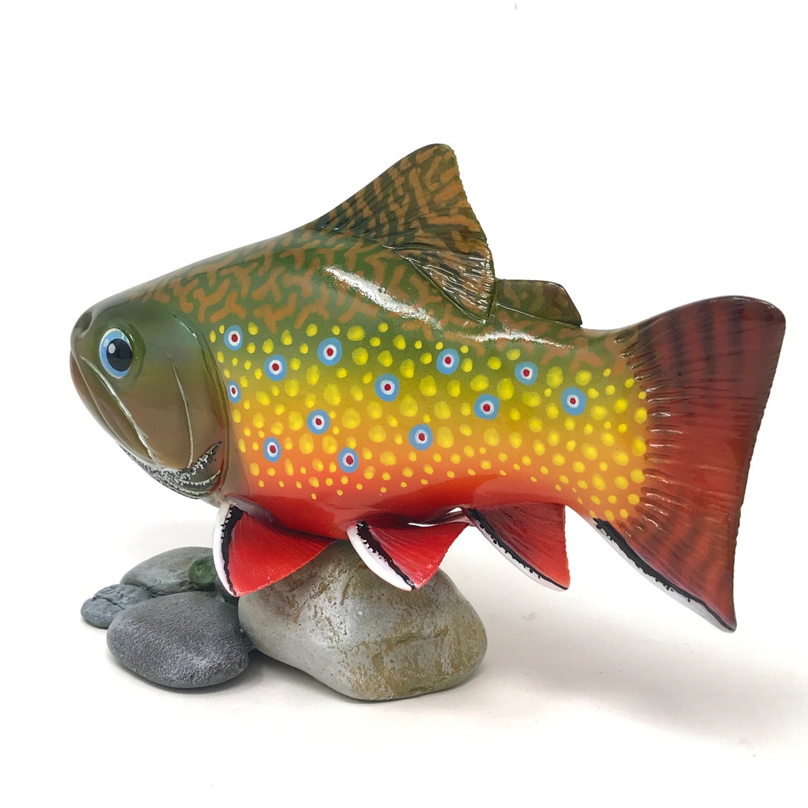 Brook Trout Cartoon Wood Fish Carving // Estilo anime | Etsy