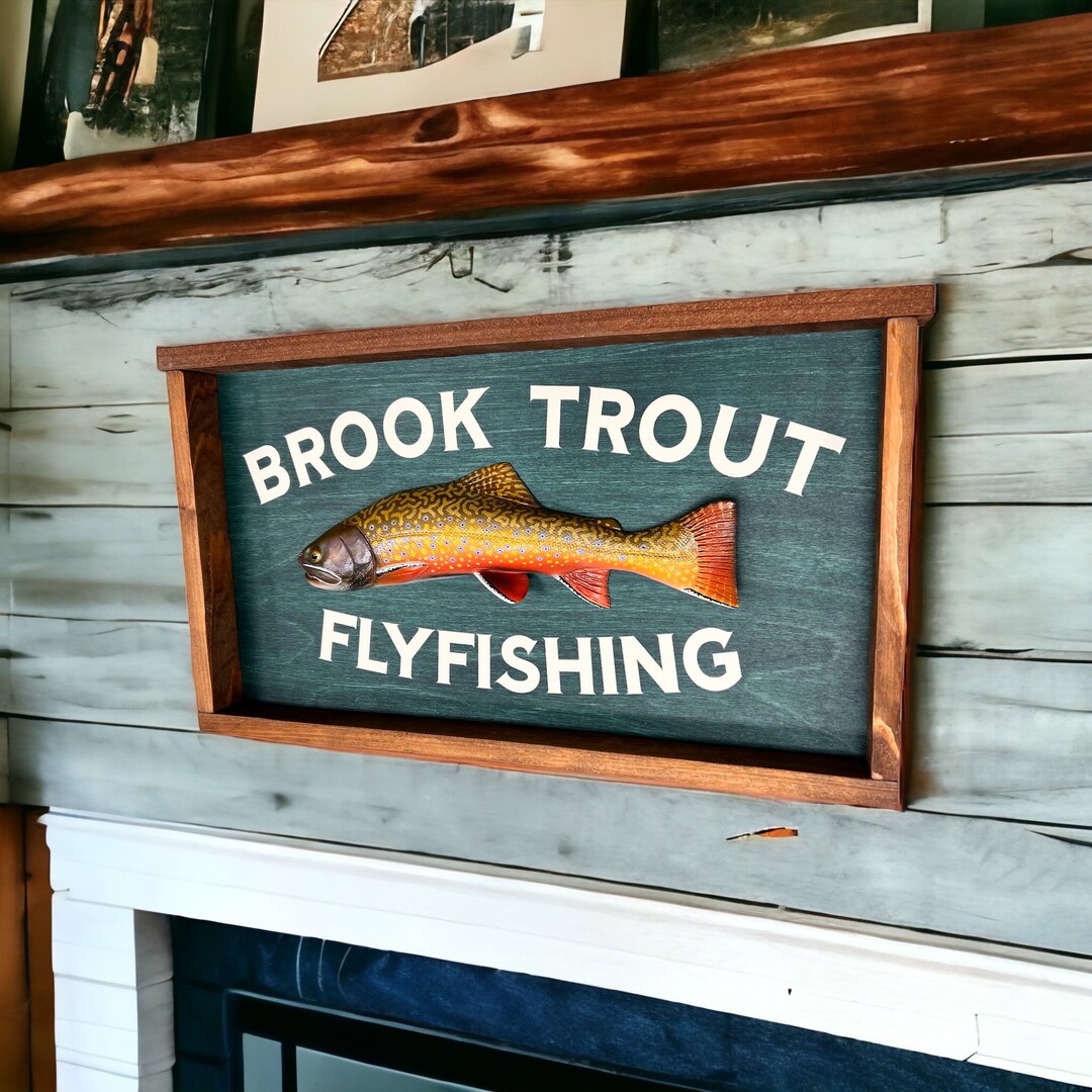 Brook Trout Flyfishing Wood Carving Handmade Carved Fishing 3D ...