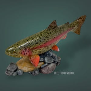 Rainbow Trout Sculpture Fishing Gift for Angler Fisherman Art Home ...