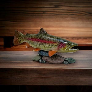 Rainbow Trout River Sculpture Fishing Gift for Anglers Handmade Made in ...