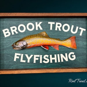 Brook Trout Flyfishing Wood Carving Handmade Carved Fishing 3D ...