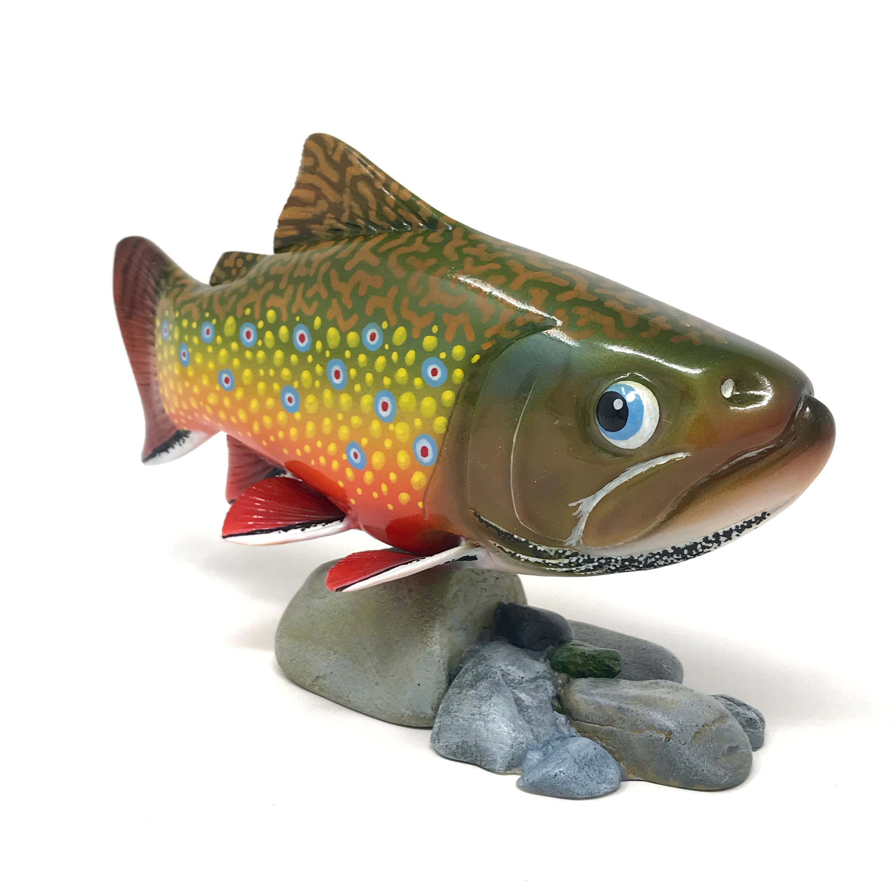 Brook Trout Cartoon Wood Fish Carving // Estilo anime | Etsy