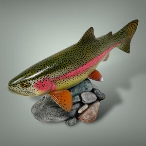 Rainbow Trout Sculpture Fishing Gift for Angler Fisherman Art Home ...