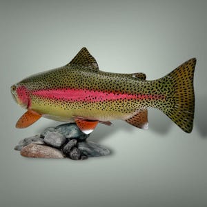 Rainbow Trout Sculpture Fishing Gift for Angler Fisherman Art Home ...