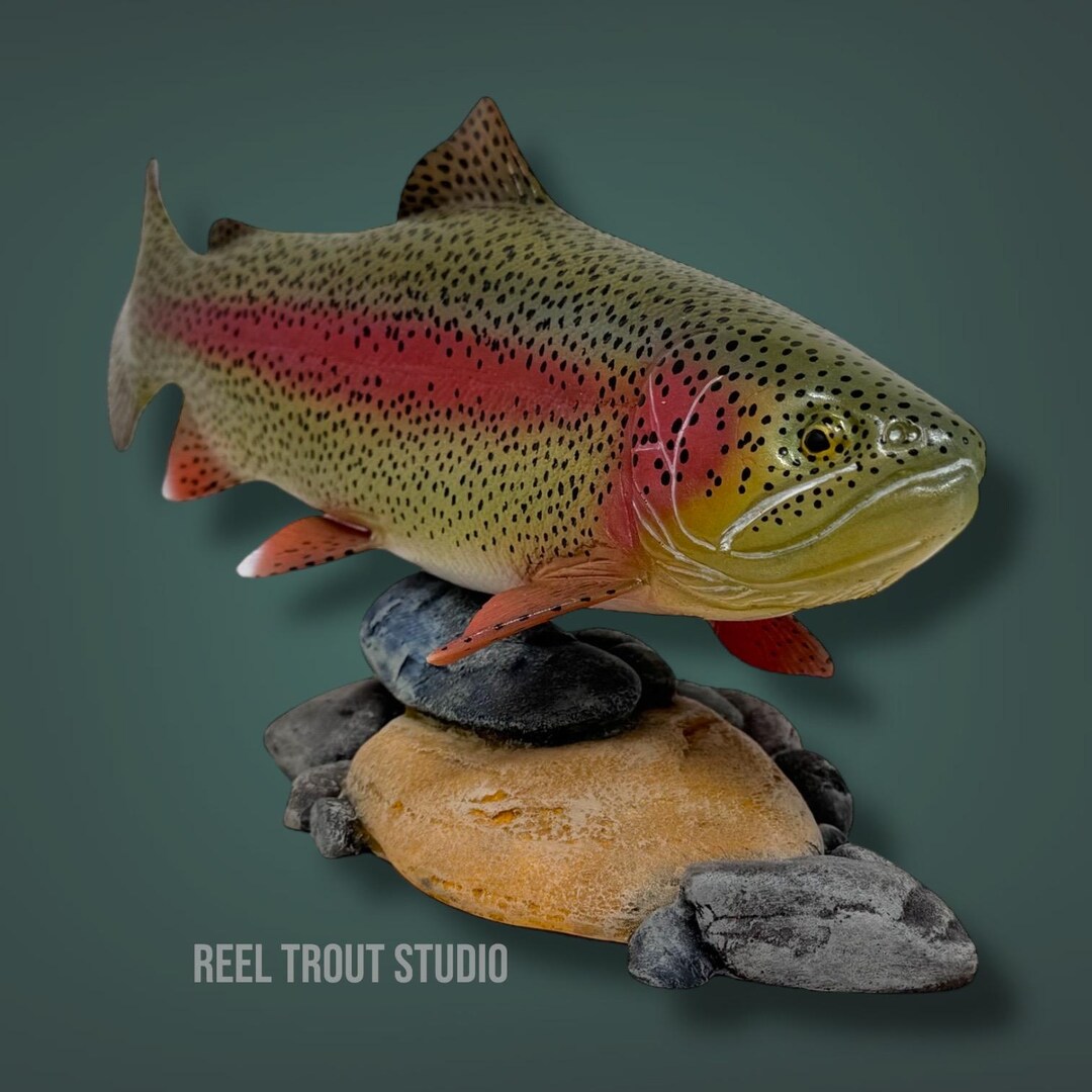 Rainbow Trout Sculpture Fishing Gift for Angler Fisherman Art Home ...