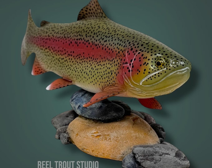 Rainbow Trout Sculpture Fishing Gift for Angler Fisherman Art Home ...