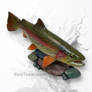Rainbow Trout River Sculpture Fishing Gift for Anglers Handmade Made in ...