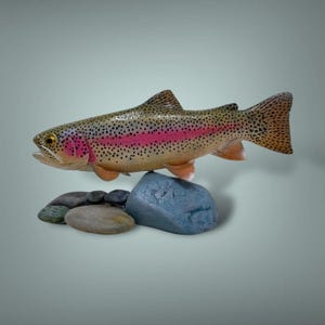 Rainbow Trout Sculpture Christmas Gift for Anglers Handmade Made in ...