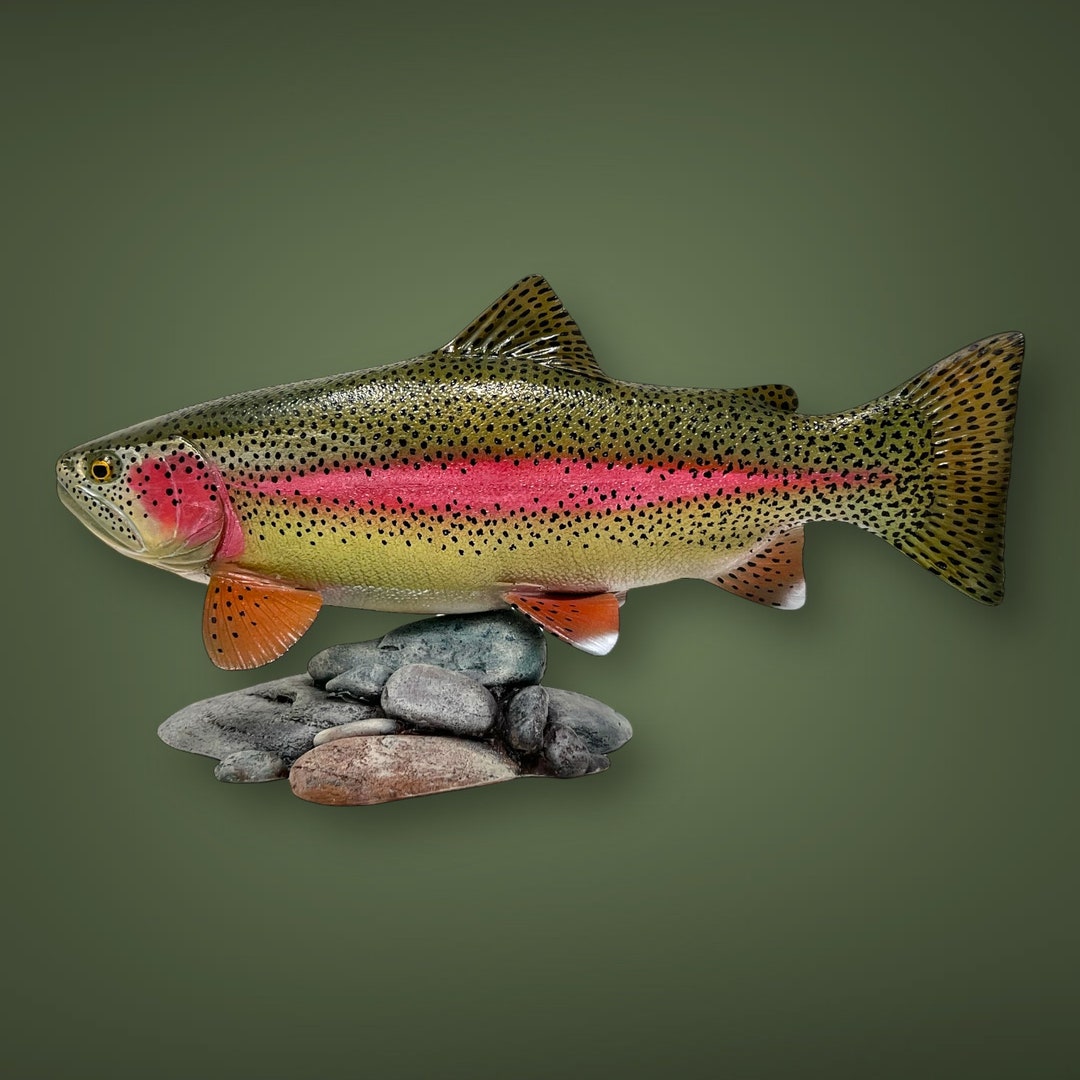 Rainbow Trout Sculpture Fishing Gift for Angler Fisherman Art Home ...