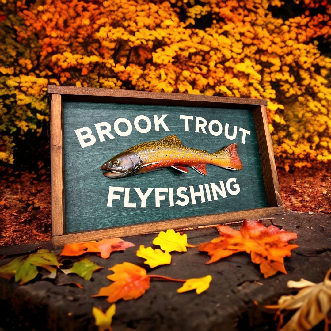 Brook Trout Flyfishing Wood Carving Handmade Carved Fishing 3D ...