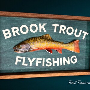 Brook Trout Flyfishing Wood Carving Handmade Carved Fishing 3D ...