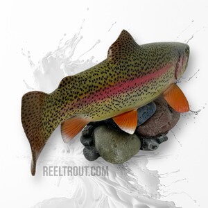 Rainbow Trout River Sculpture Fishing Gift for Anglers Handmade Made in ...