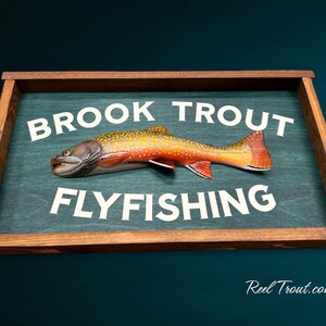 Brook Trout Flyfishing Wood Carving Handmade Carved Fishing 3D ...