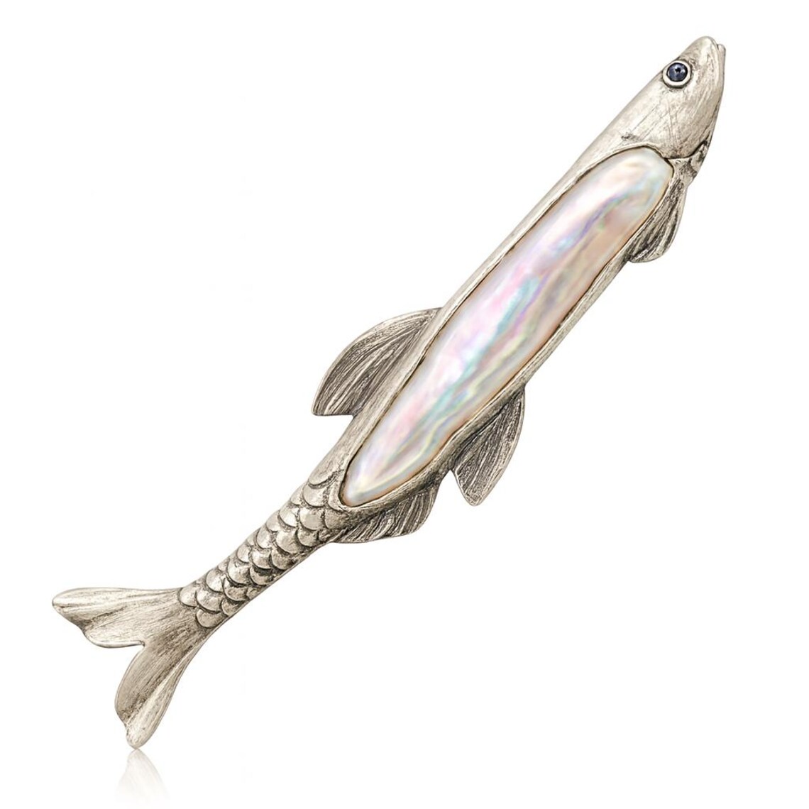 Fish Brooch in Sterling Silver–animal Totem Pin–freshwater Fish Jewelry ...