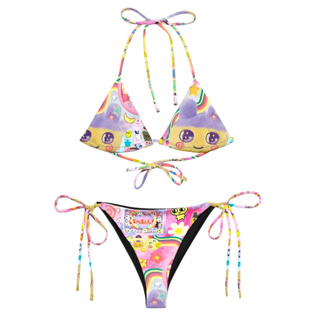 Y2K Cyber Kawaii Bikini: Recycled Fabric Rave Swimsuit - Etsy