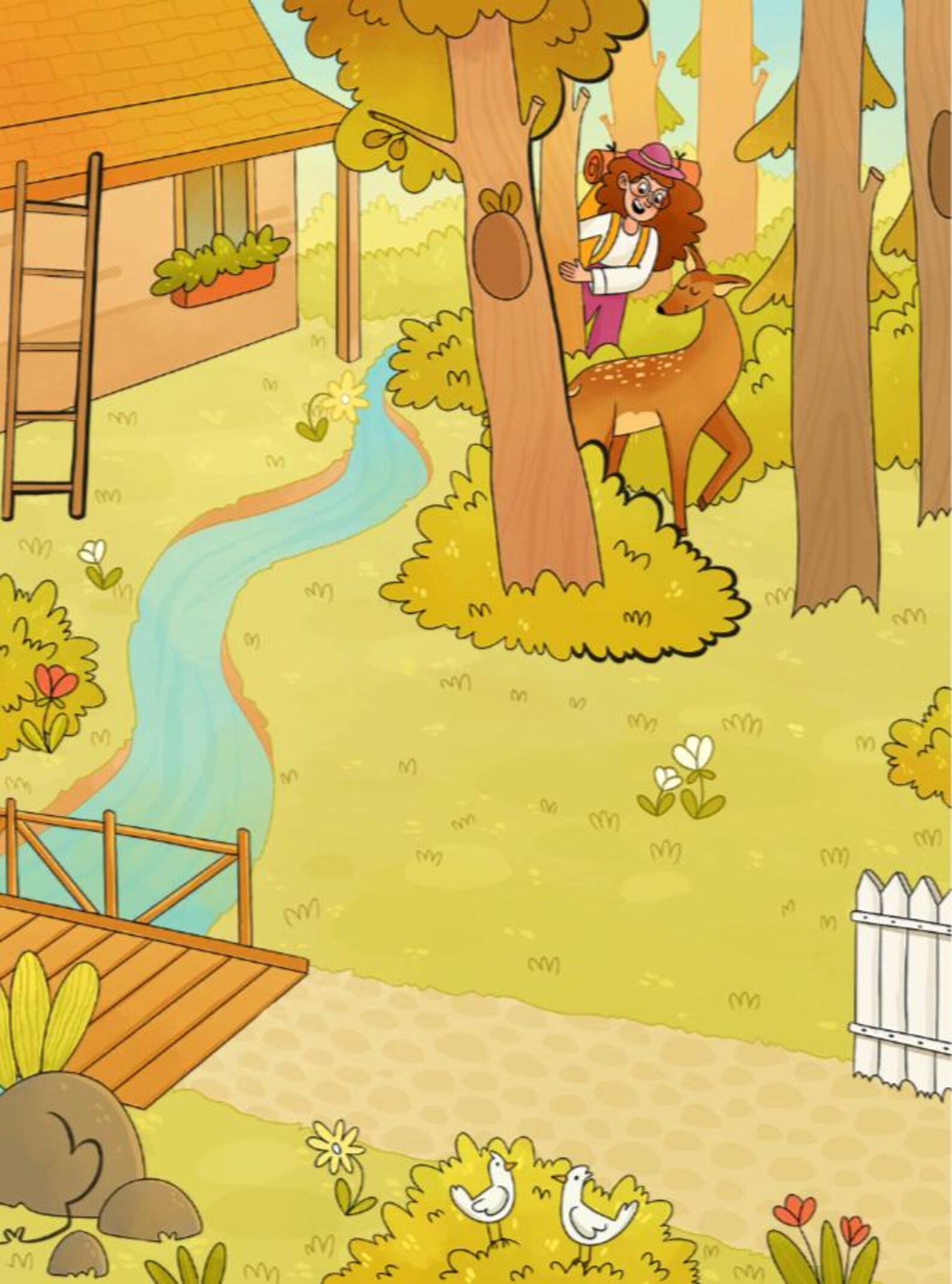 Whimsical Family Adventure in the Forest – Digital Wall Art | Cartoon ...