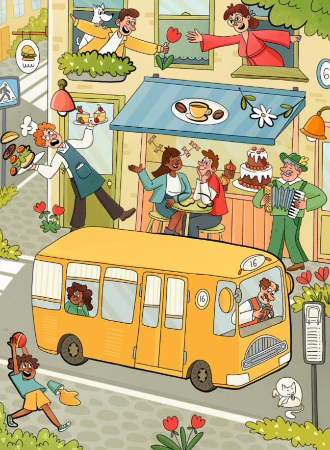 Happy Urban Life Art Print – Whimsical People and City Scene – Digital ...