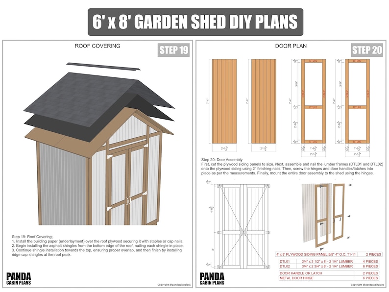 6x8 Shed Plans - Wood DIY | Build Your Own Storage Shed - Etsy