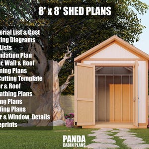 8x8 Shed Plans - DIY Building Guide - Blueprints PDF With Material List ...