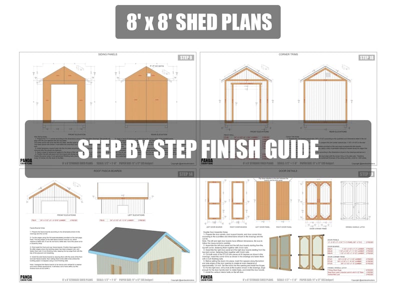 8x8 Shed Plans - DIY Building Guide - Blueprints PDF With Material List ...