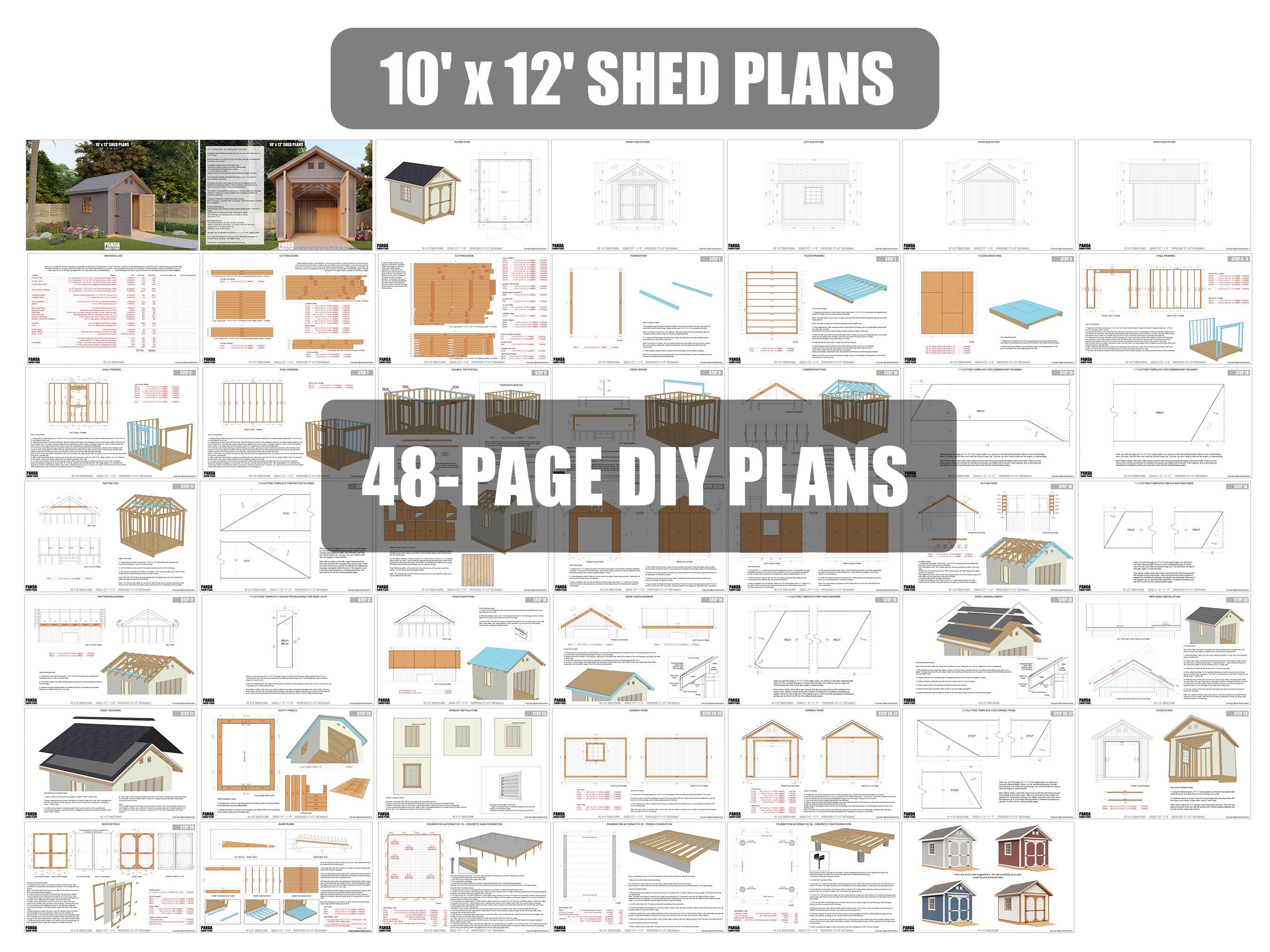 10x12 Shed Plans - DIY Building Guide - Blueprints PDF With Material ...