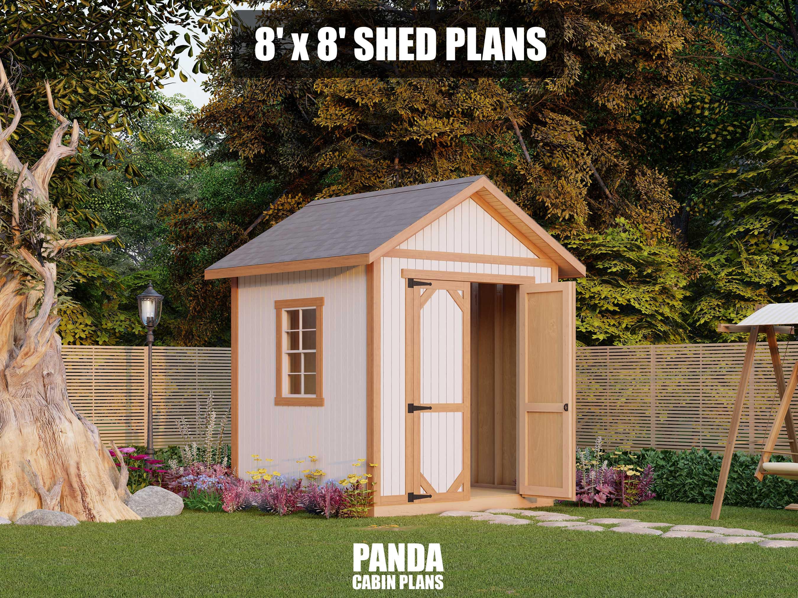 8x8 Shed Plans - DIY Building Guide - Blueprints PDF With Material List ...