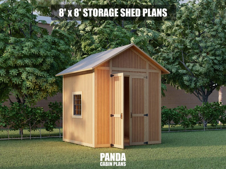 8x8 Storage Shed Plan - DIY Backyard Shed - Outdoor Building Blueprint ...