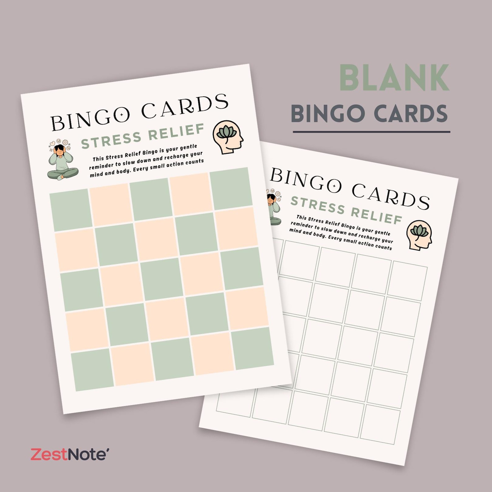 Stress Relief Bingo Cards Printable – Anxiety Calming Game for Adults ...