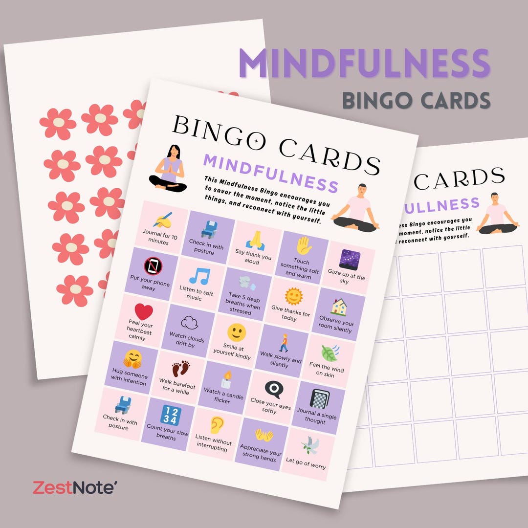Mindfulness Bingo Cards Printable – Calm Focus Activity for Adults ...