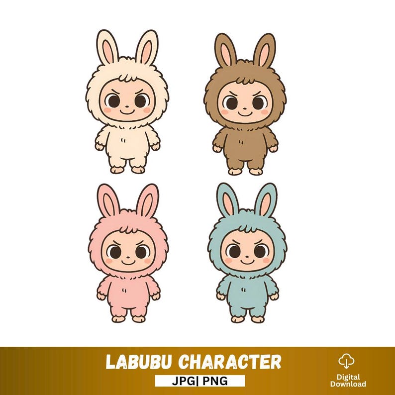 Labubu Designs Bundle | Cute Labubu Clipart PNG | Cartoon Character ...