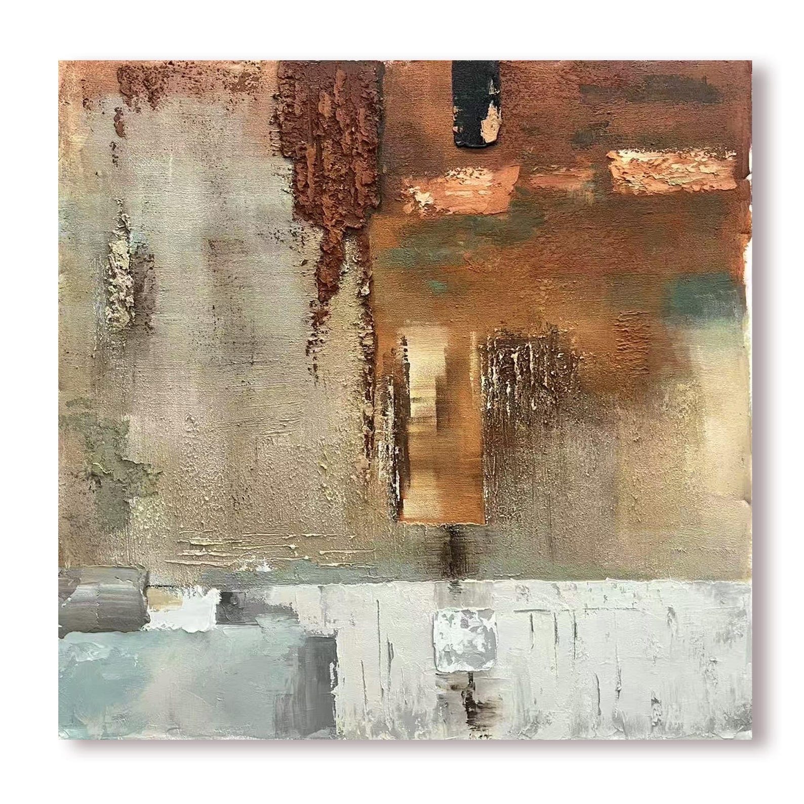 Wabi-sabi Abstract Acrylic Painting: Oversize Square Canvas Wall Art - Etsy