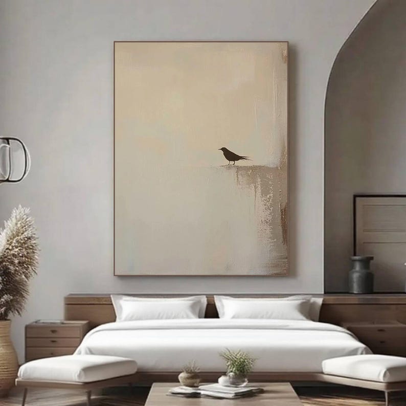 Wabi Sabi Bird Hand-painted Canvas Art, Japandi Zen Decor - Etsy Canada