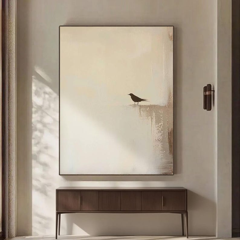 Wabi Sabi Bird Hand-painted Canvas Art, Japandi Zen Decor - Etsy Canada