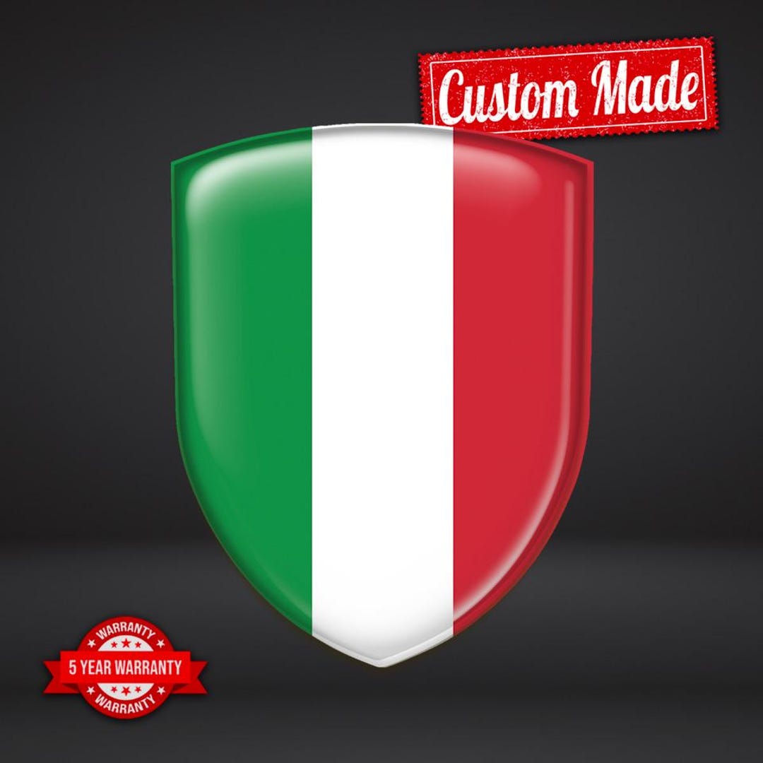 Italy National Flag Domed Shield Sticker Decal 3D Universal Resin Epoxy ...