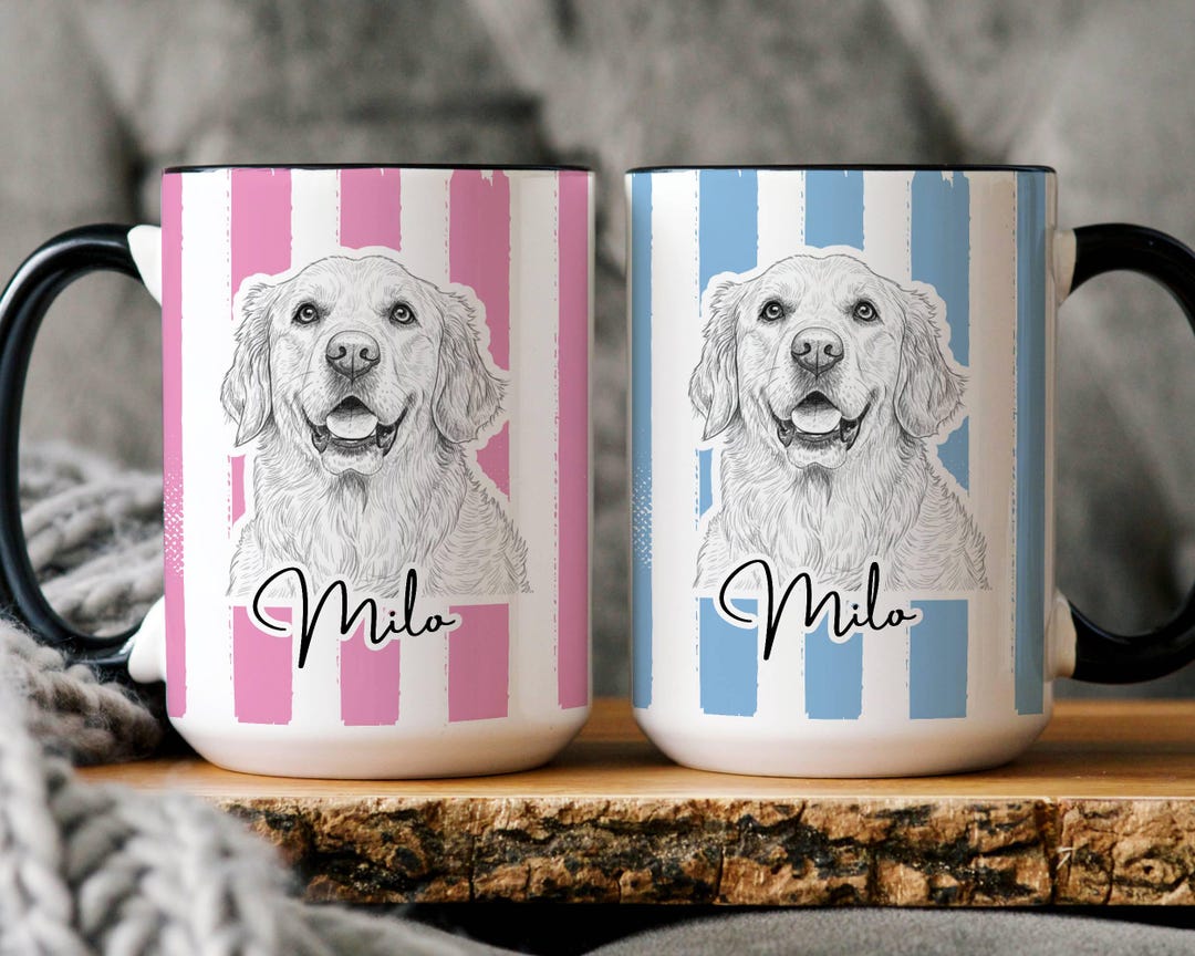 Custom Pet Striped Mug With Pet Photo and Name, Personalized Dog Coffee ...