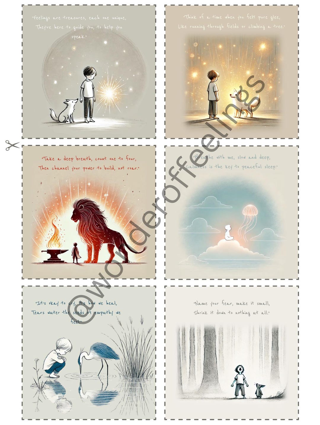 Printable Kids' Affirmation Cards | 6 Illustrated Feelings-based Cards ...