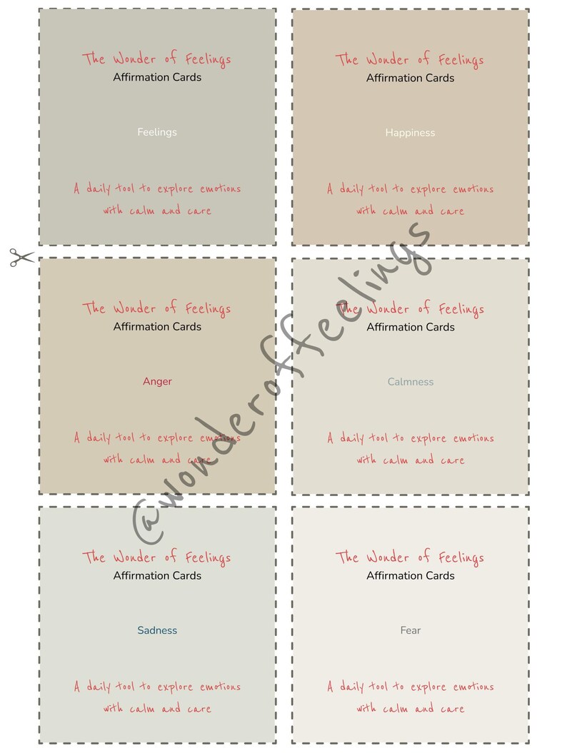 Printable Kids' Affirmation Cards | 6 Illustrated Feelings-based Cards ...