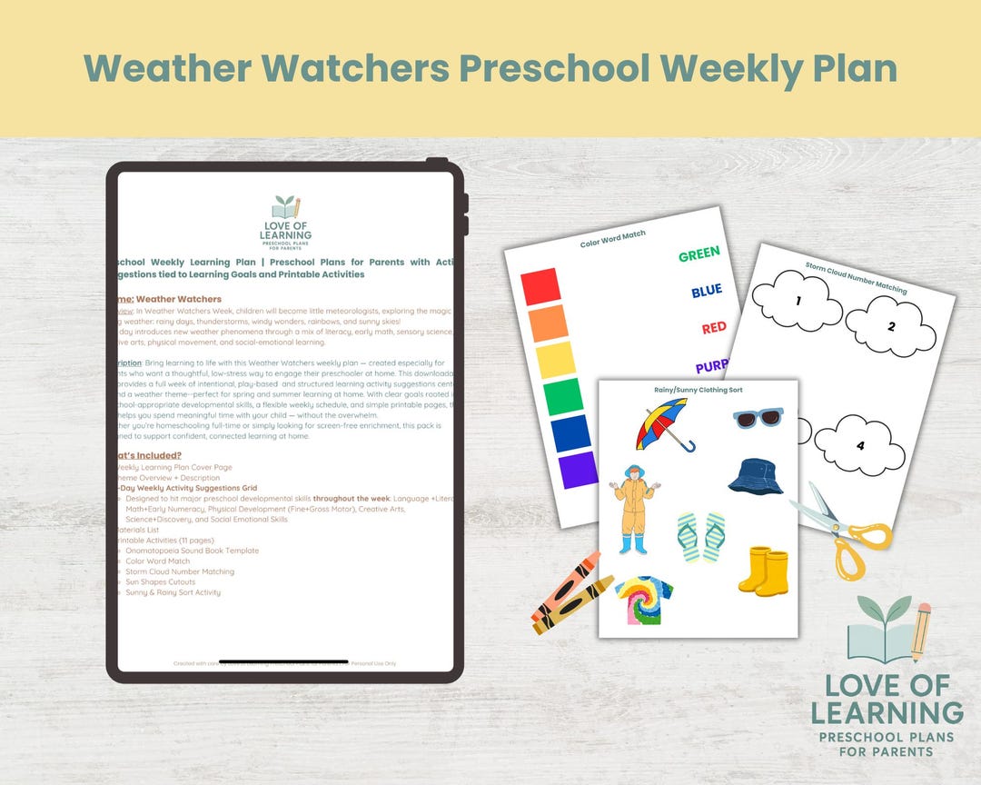 Weather Watchers Preschool Weekly Plan - Printable Learning Activities ...