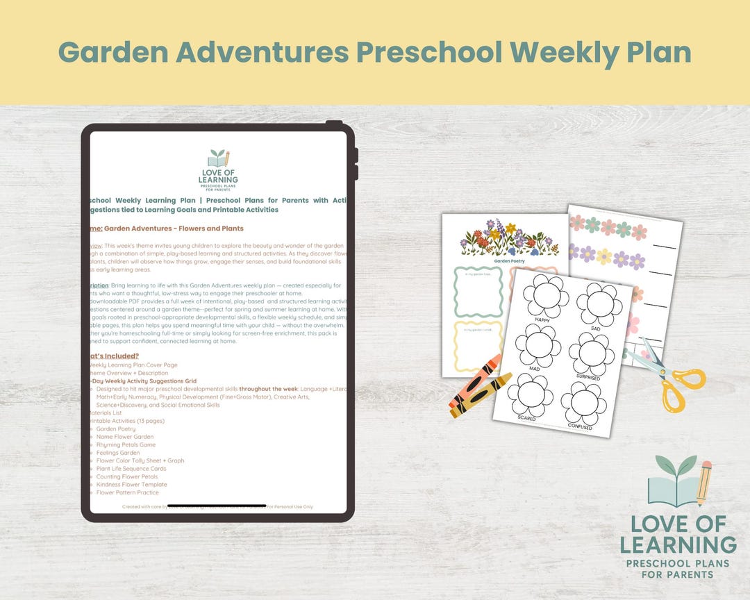 Garden Theme Preschool Weekly Plan - Printable Learning Pack for Ages 2 ...