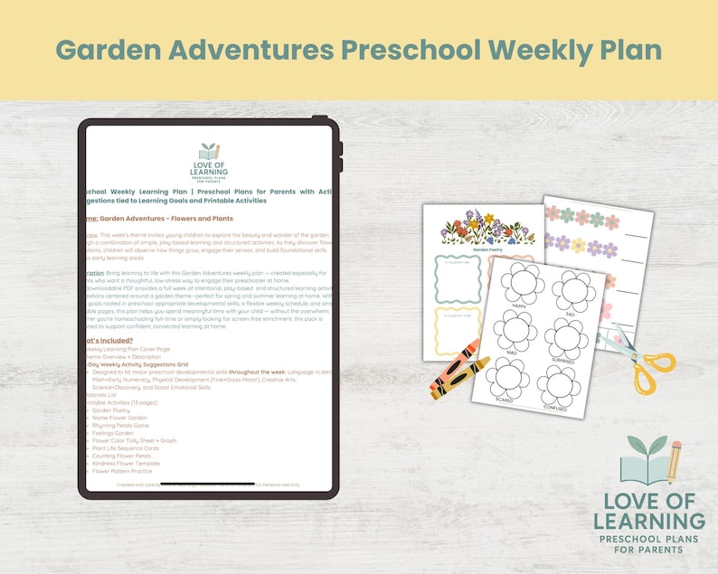 Garden Theme Preschool Weekly Plan - Printable Learning Pack for Ages 2 ...