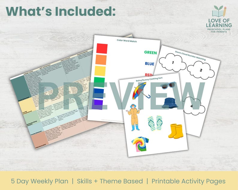 Weather Watchers Preschool Weekly Plan - Printable Learning Activities ...