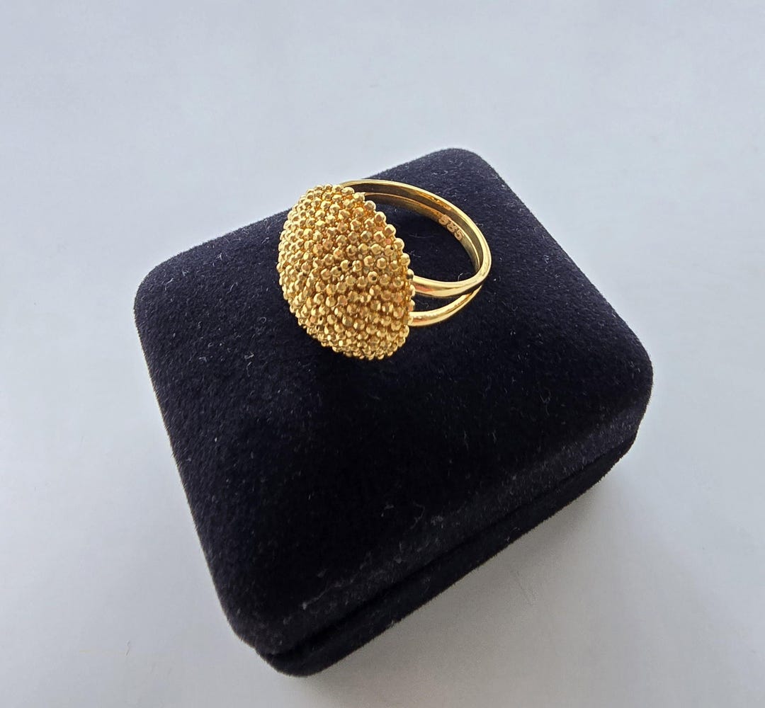 14K Solid Gold Ottoman Style Ring – Handcrafted Dome Statement Ring ...