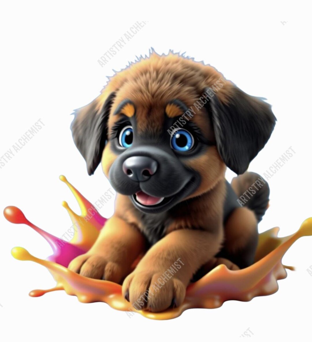 Leonberger Puppy PNG | Paint Splash Puppy PNG | Puppy PNG | Leonberger ...