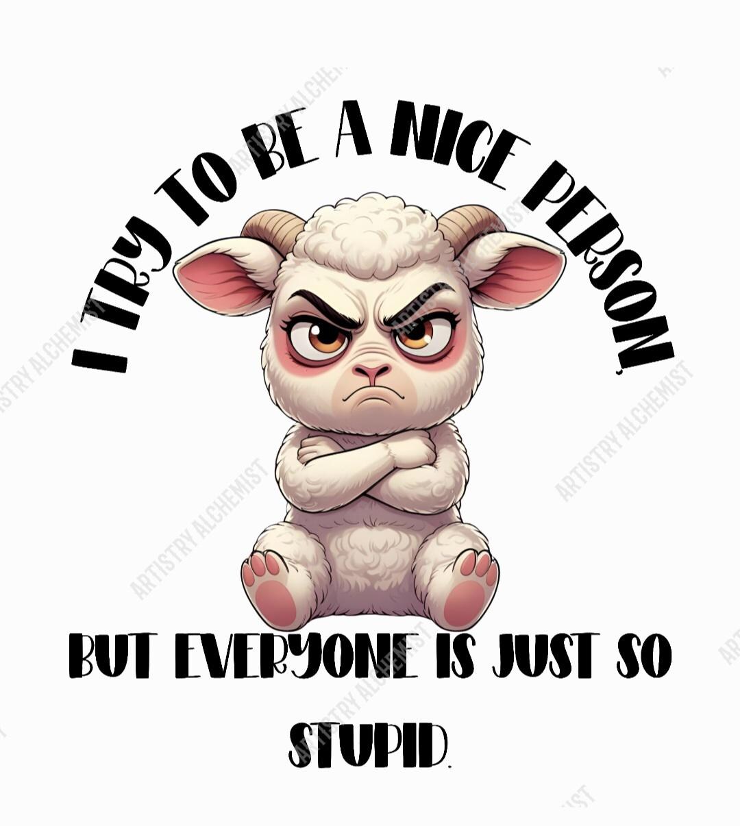 Grumpy Sheep PNG | Funny Sheep PNG | Funny Animal PNG | Grumpy Sheep ...