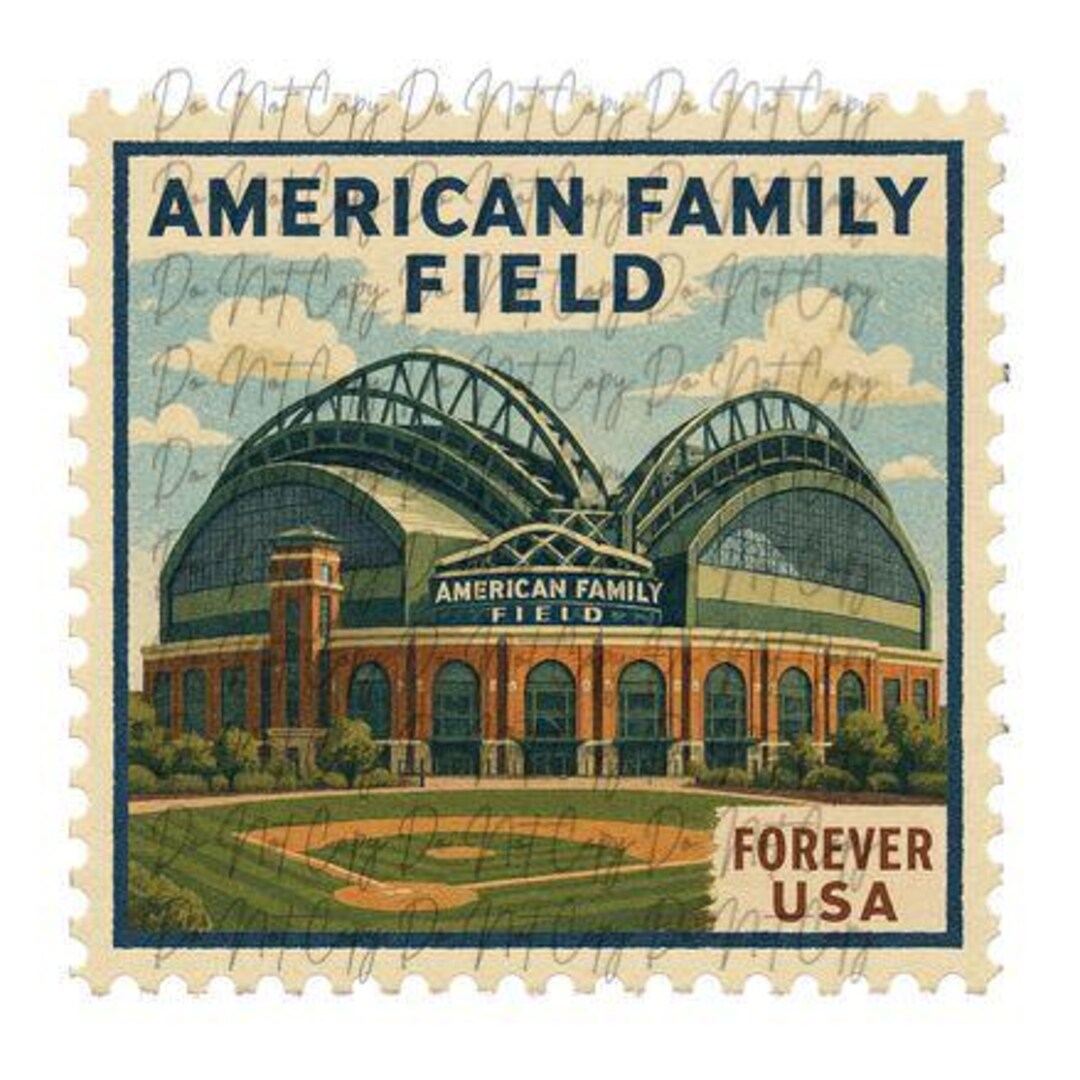 Stadium Postage Stamp, American Family Field Stadium DTF Transfer, Iron ...