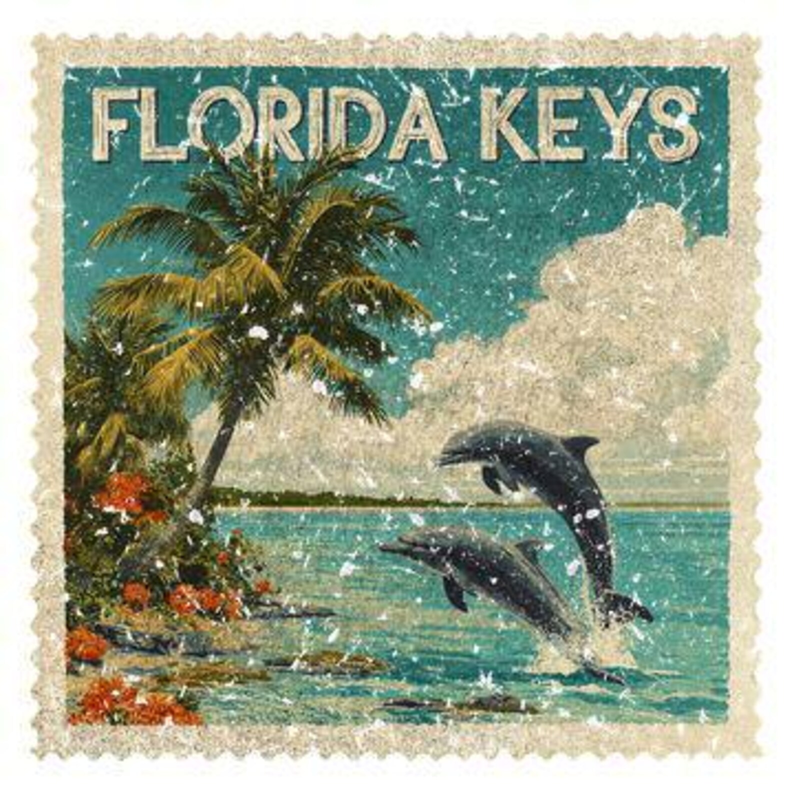 Vintage Postage Stamp, Florida Keys DTF Transfer, Iron On, Ready to ...