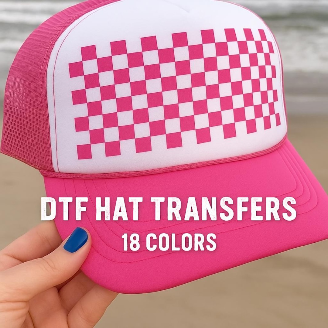 Checkered DTF Hat Transfers, Iron on DTF, Iron on Transfers, Trucker ...