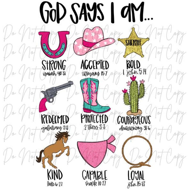 God Says I Am, Cowgirl Direct to Film, Iron on Transfer, Ready to Press ...