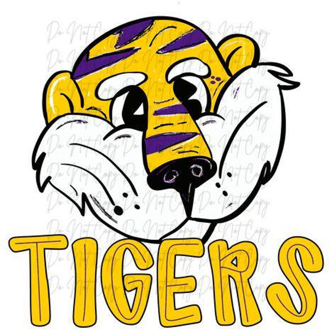 Tigers Mascot Transfer, Louisiana DTF, Iron on Ready to Press, Tigers ...